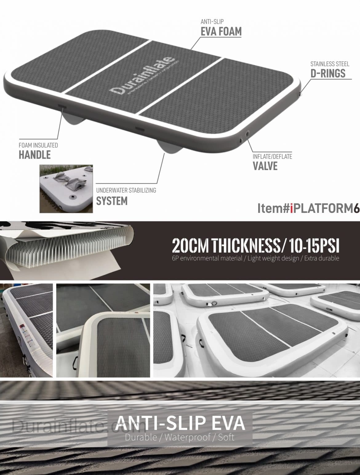 Inflatable floating platforms and docks for boats,yacht and shore